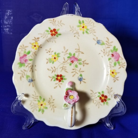 Dining | Vintage Handpainted Floral Handled Nappy Plate | Poshmark